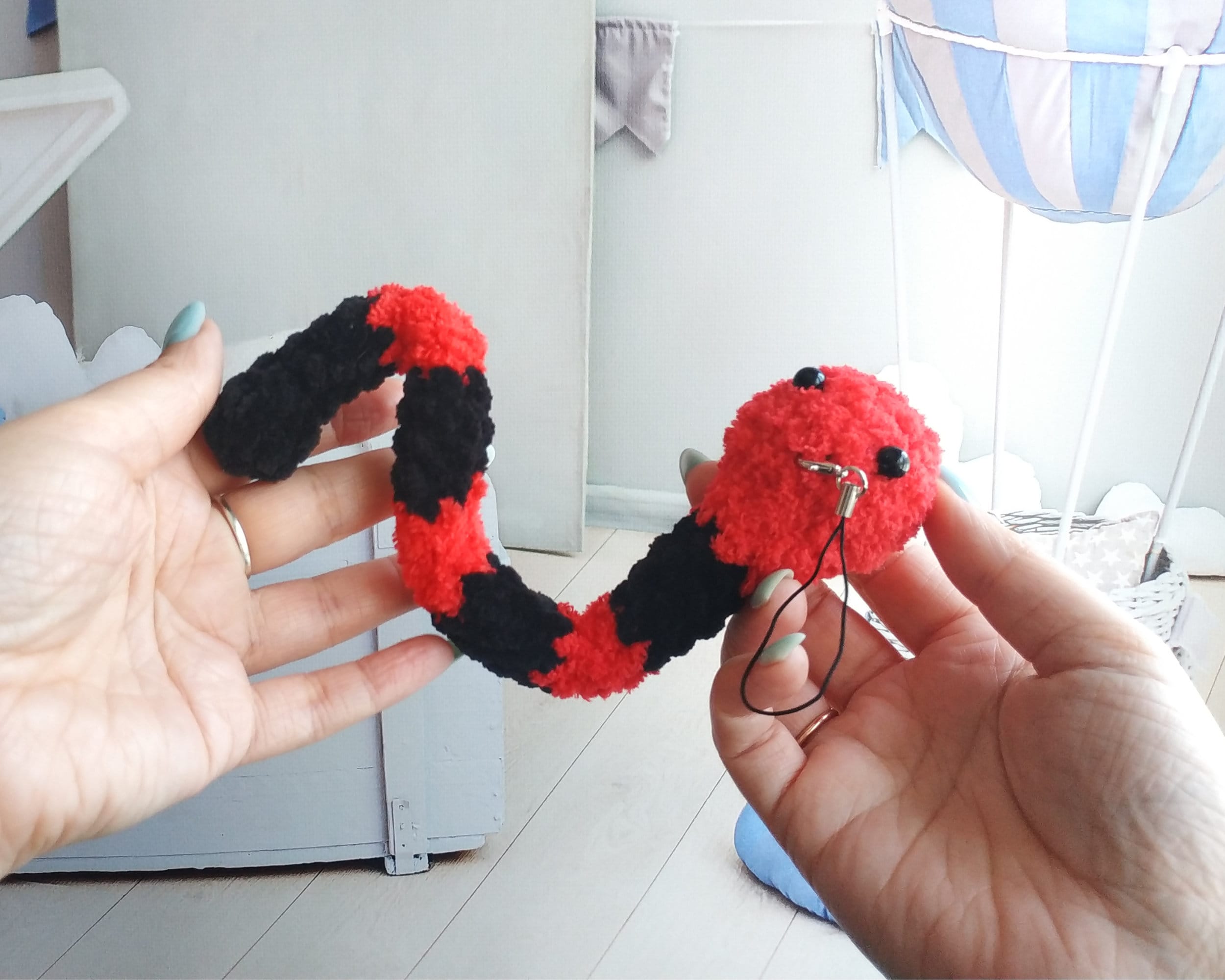 Crochet Pattern Snake Keychain Plush No Sew Do It Yourself - Etsy