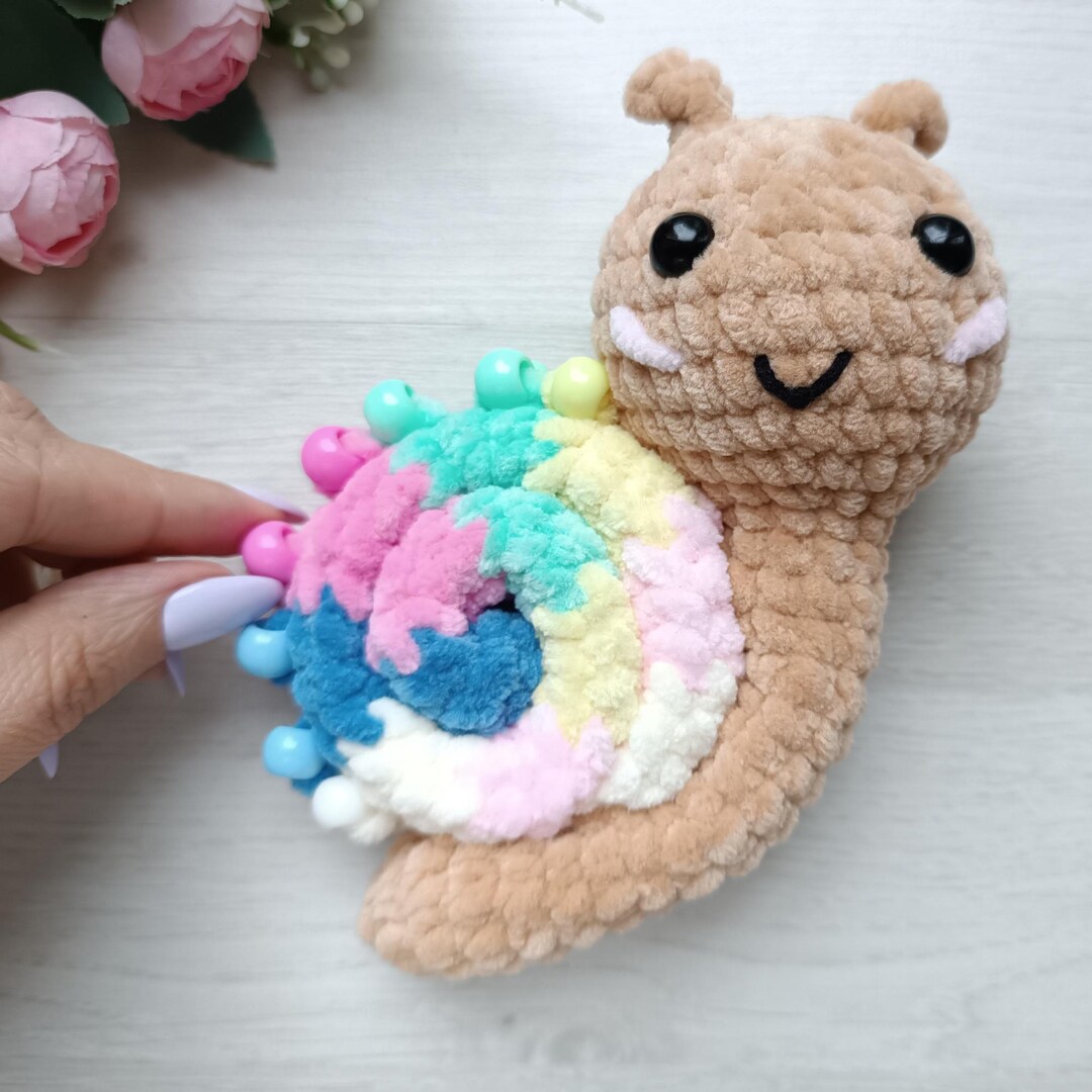 Snail Crochet Pattern PDF – No Sew Amigurumi Fidget Toy With Beads ...