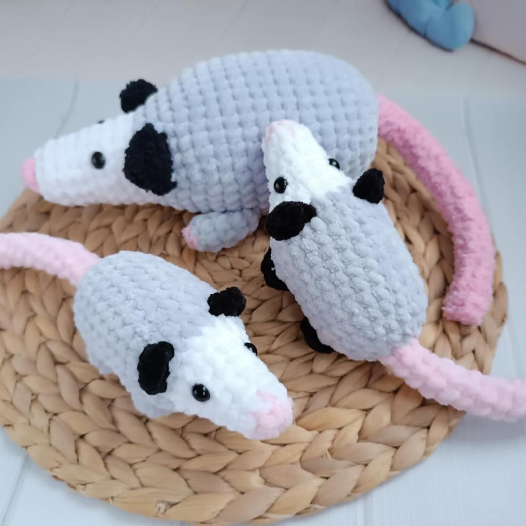 Opossum Plush Family Crochet No Sew Pattern Amigurumi Possum for the ...