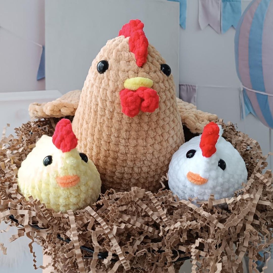 No Sew Chicken Plush Crochet Pattern Plush Country Chicken 2 Size and ...