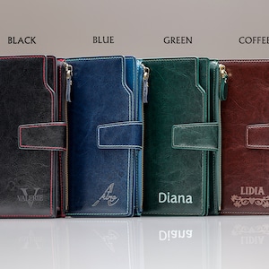 Personalized Womens Wallet, Genuine Leather, Christmas Gift, RFID ...