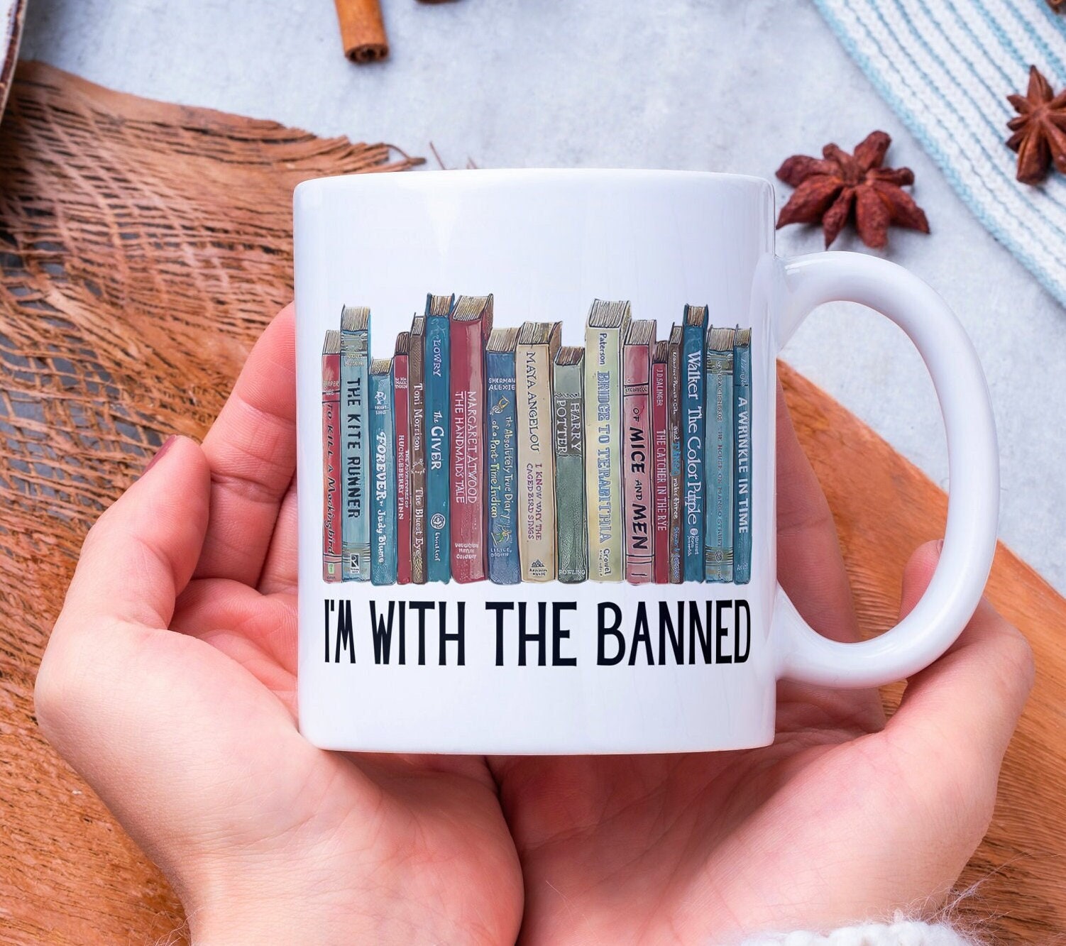 I'm With the Banned, Banned Books Mug, Banned Books Coffee Cup, Reading ...
