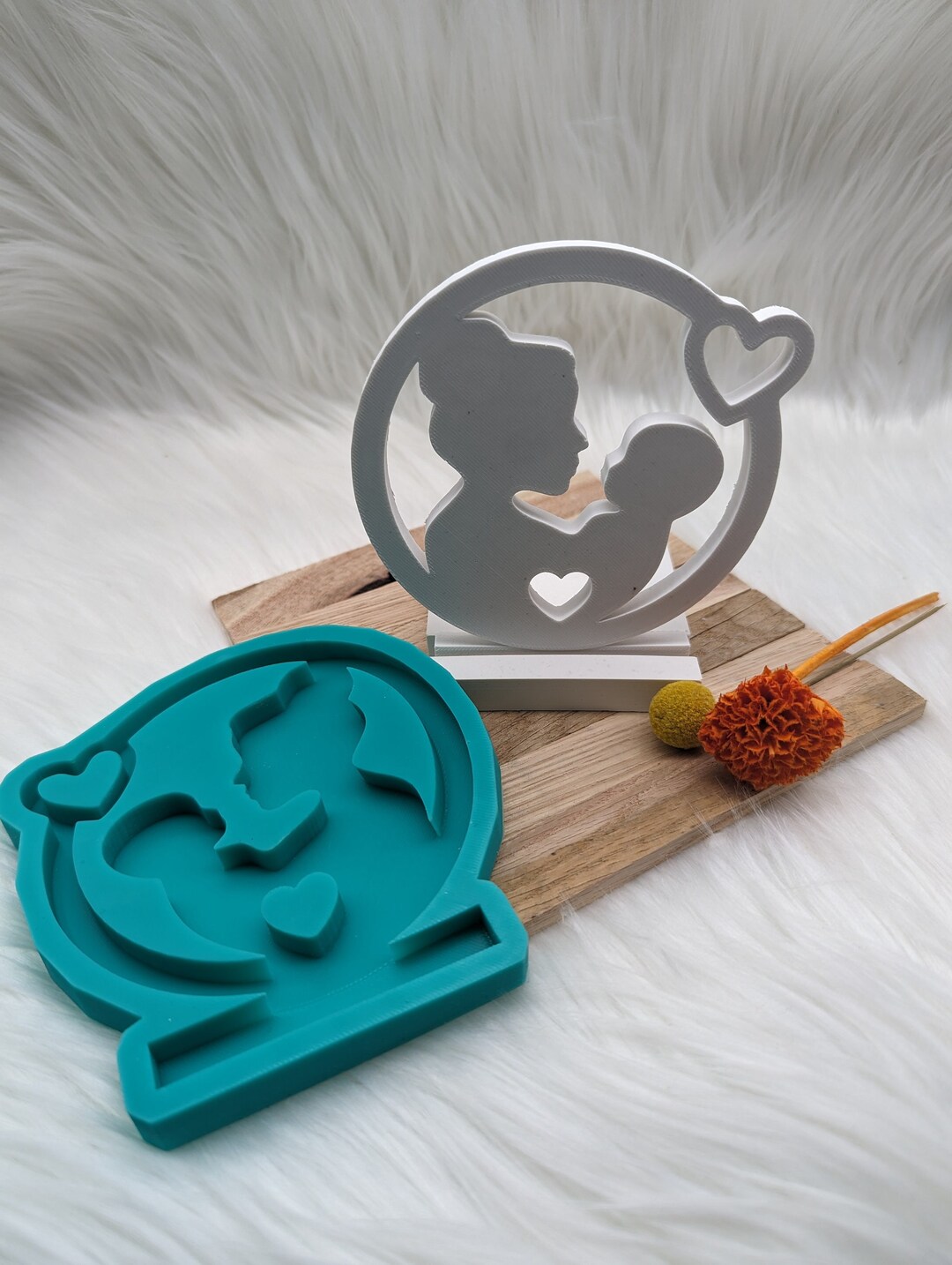 Silicone Mold Mom and Baby in a Circle for Insert / Tea Light Holder ...