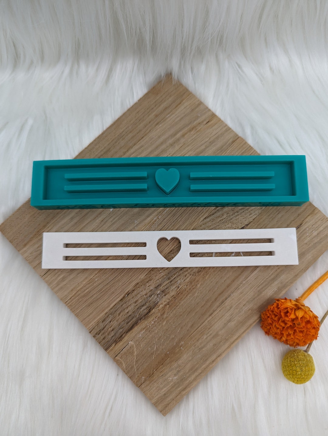 Block Casting Mold / Heart With Double Slot / Silicone Mold for Blocks ...