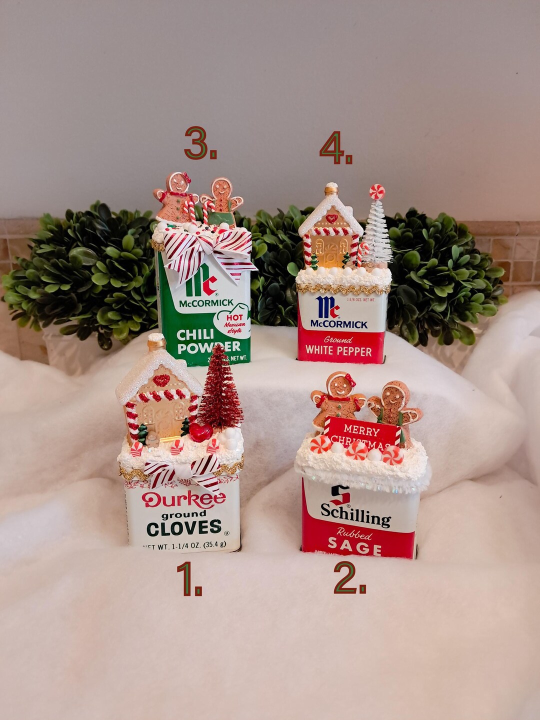 Vintage Handmade Christmas Decorated Spice Tins - Etsy
