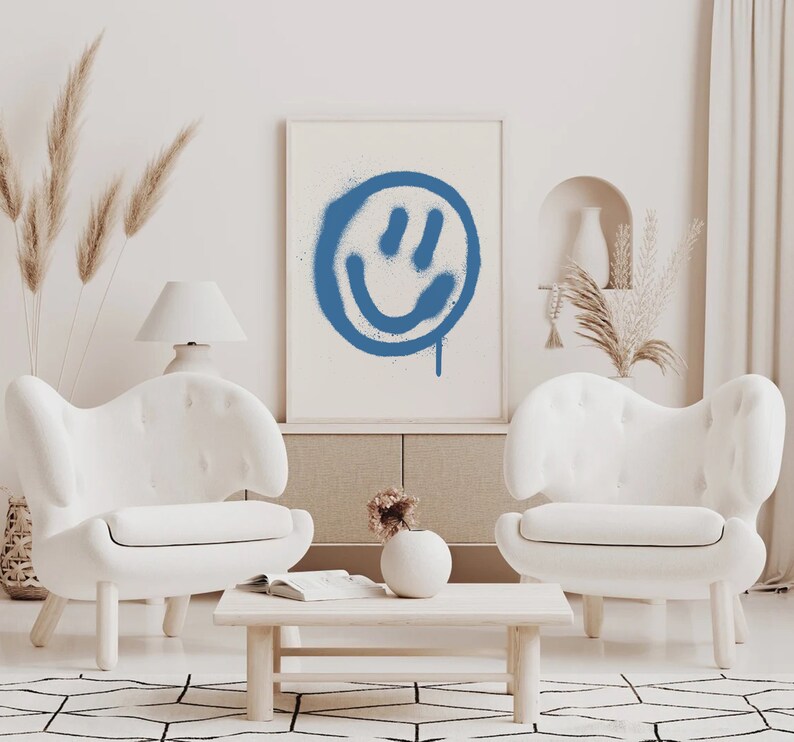 Smiley Face Print, Smiley Face Poster, Smiley Face Wall Art, Graffiti ...