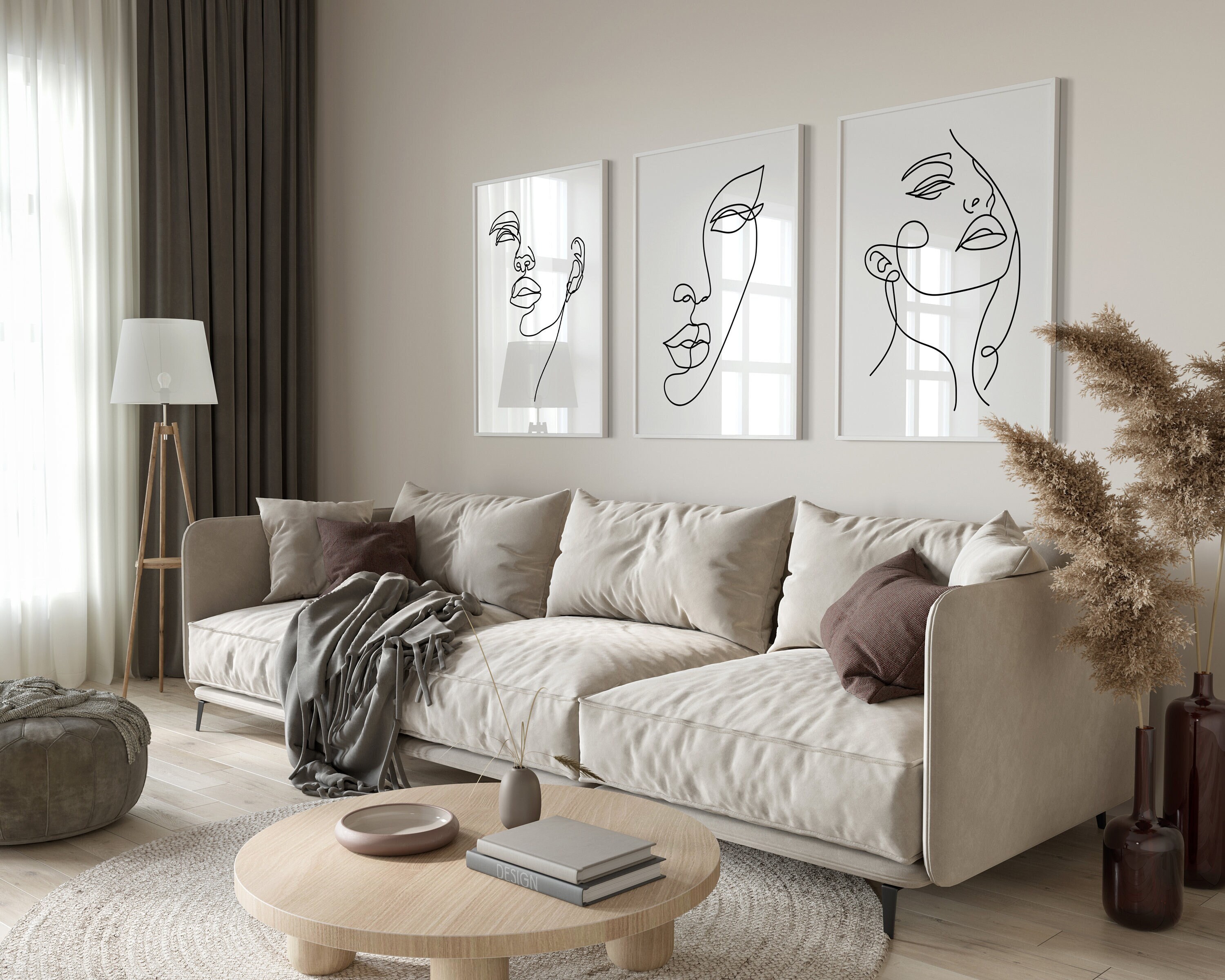 Set of 3 Prints Line Art Printable Set of 3 Wall Art Line - Etsy
