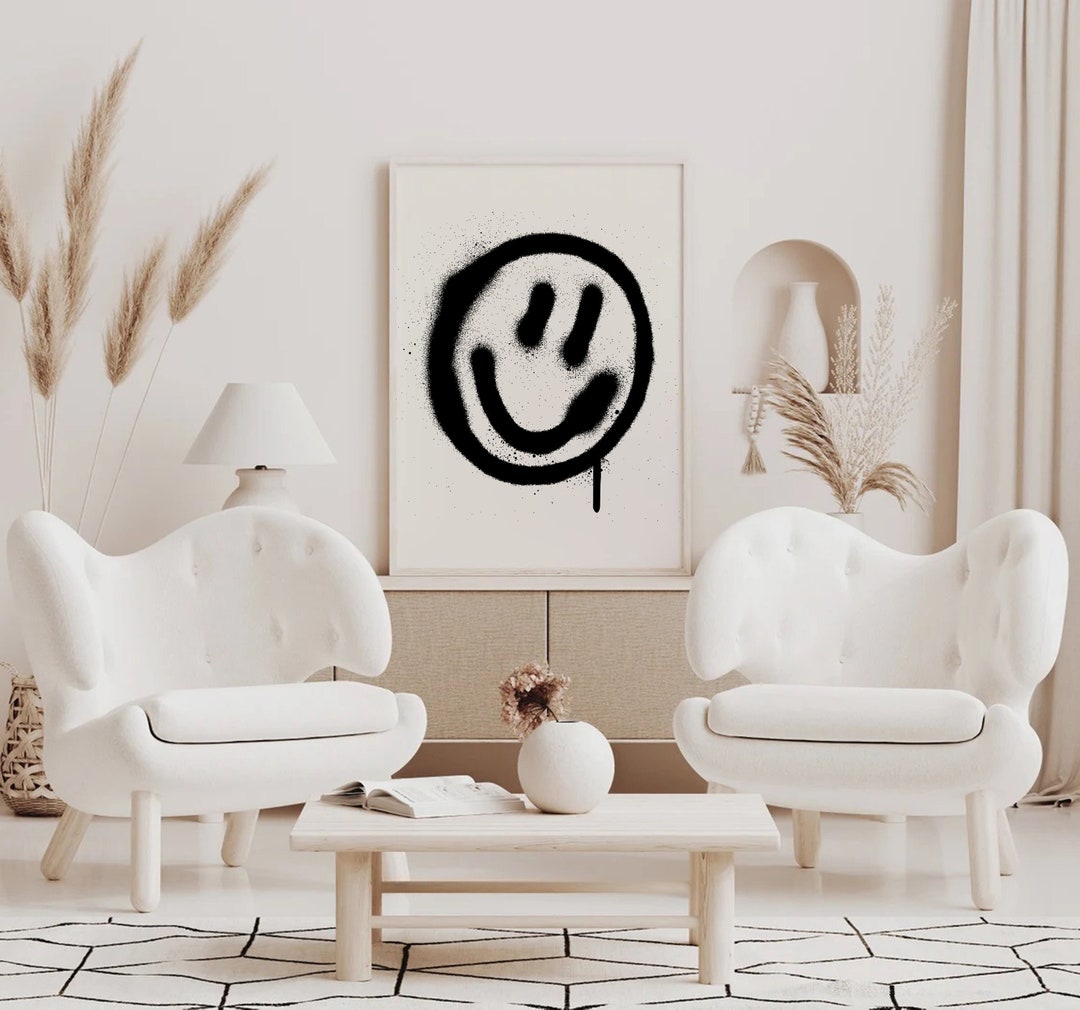 Smiley Face Print, Smiley Face Poster, Smiley Face Wall Art, Gen Z ...