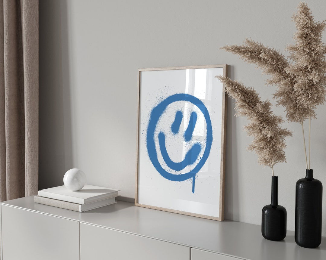 Smiley Face Print, Smiley Face Poster, Smiley Face Wall Art, Graffiti ...