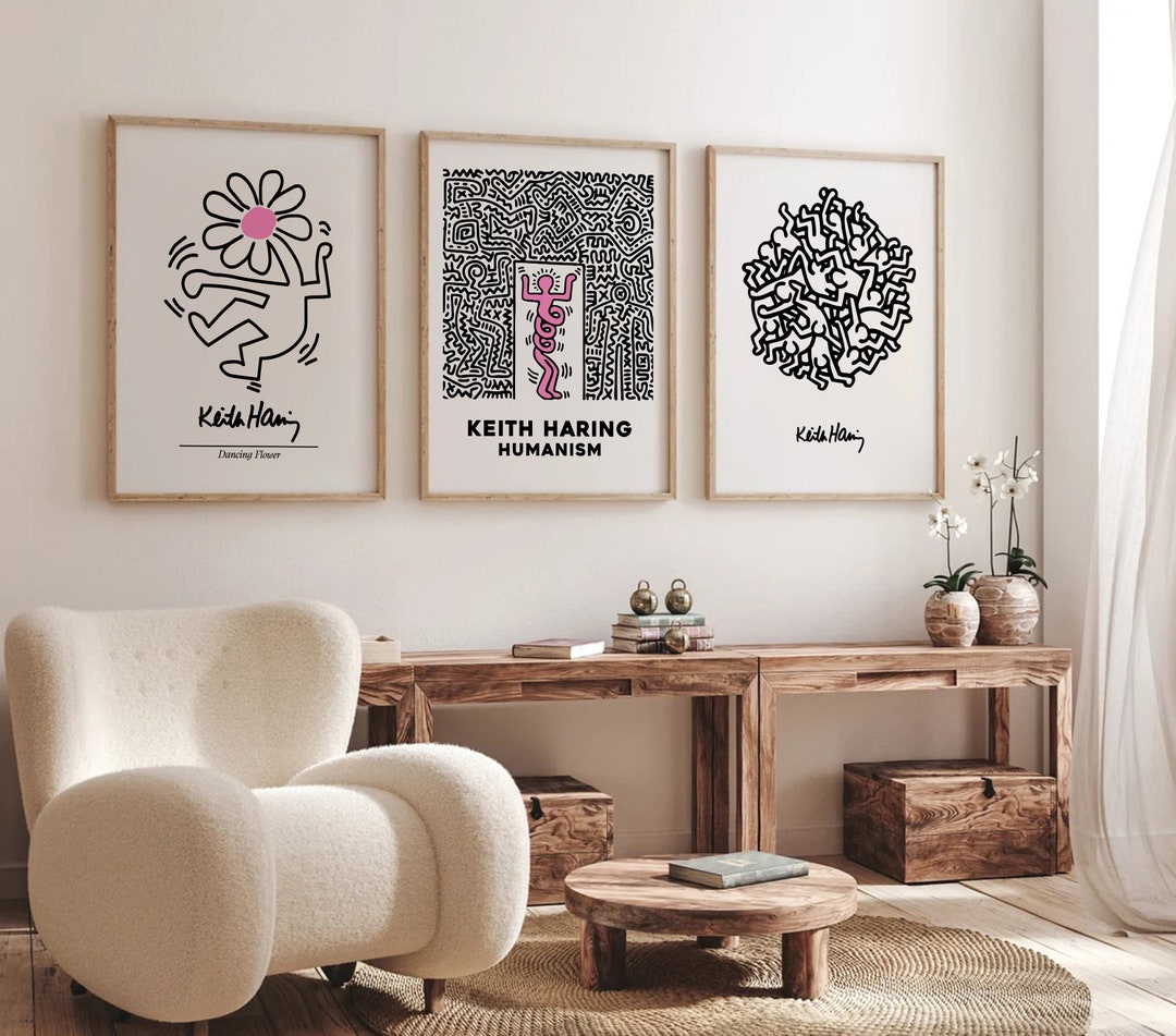 Keith Haring Set of 3 Prints, Gallery Wall Set, Keith Haring Print ...