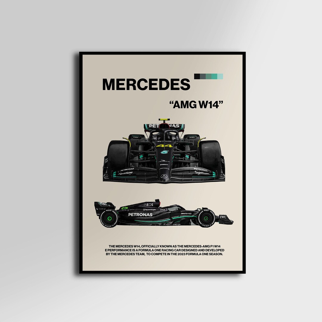 Mercedes AMG W14 F1 Poster, F1 Art, Wall Art, Mid-century Modern ...