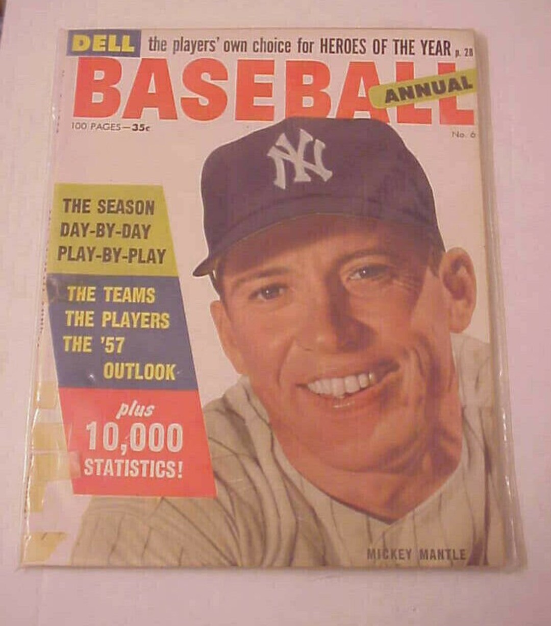 MICKEY MANTLE COVER - 1957 Dell Baseball Annual Magazine - Etsy