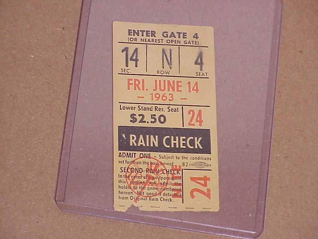 NEW YORK YANKEES - Ticket Stub Yankee Stadium - June 14, 1963 Vs ...