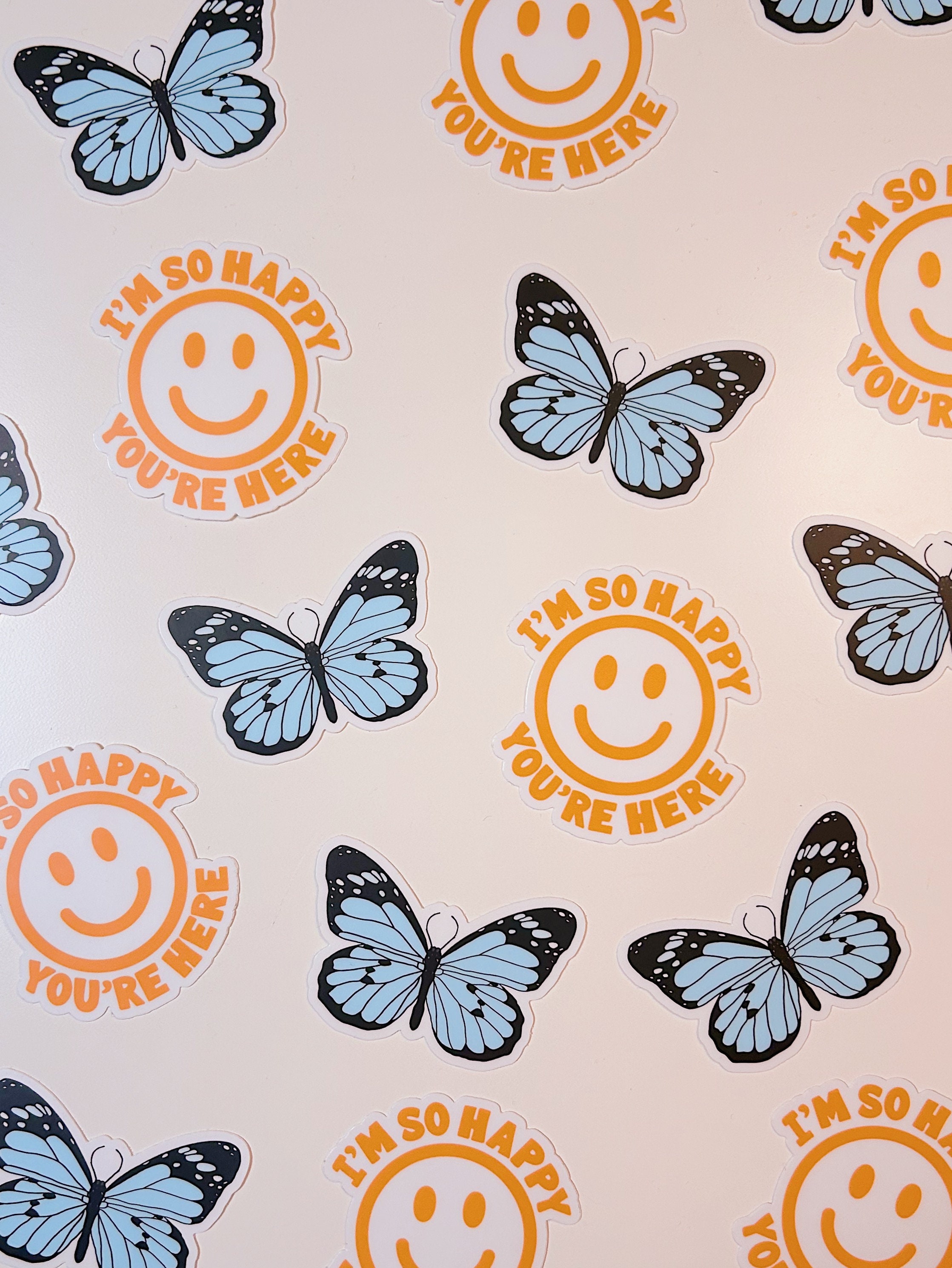 Blue Butterfly Sticker Matte Vinyl Decal for Laptop, Water Bottle ...