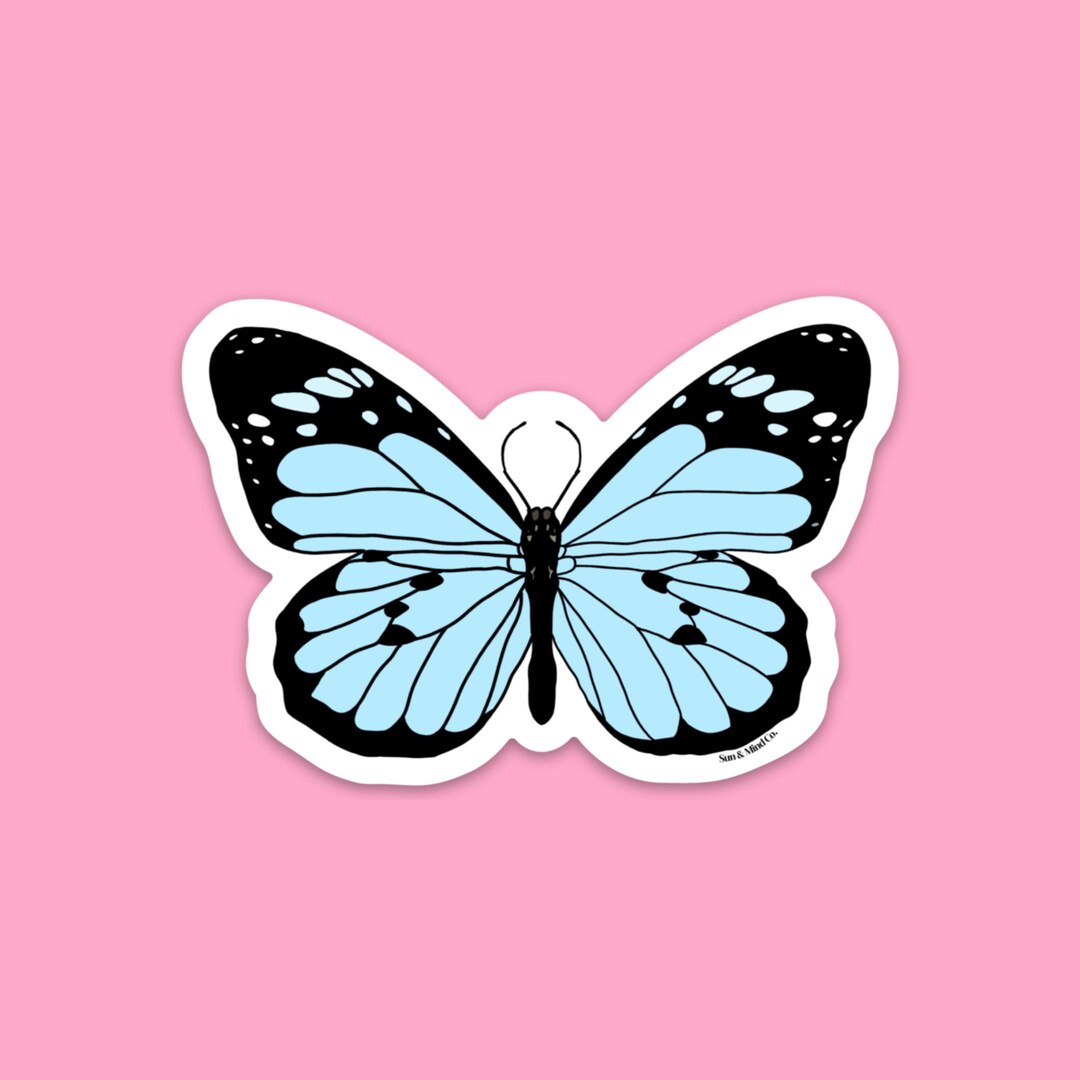 Blue Butterfly Sticker | Matte Vinyl Decal for Laptop, Water Bottle ...