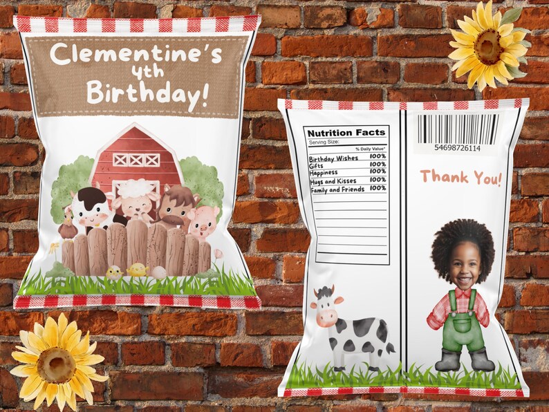 Editable Farm Birthday Chip Bag, Farm Animals Birthday, Chip Bag ...