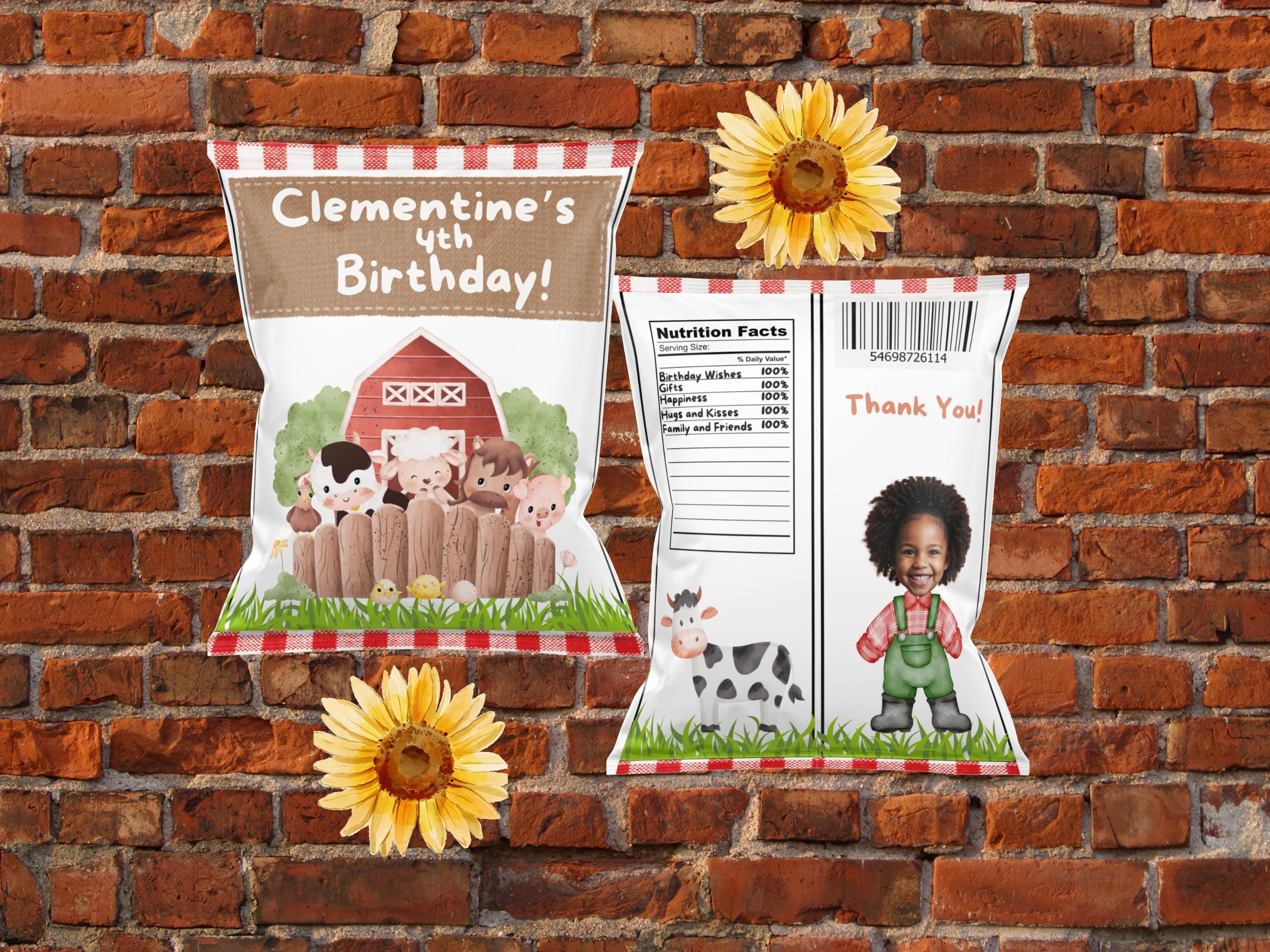 Editable Farm Birthday Chip Bag, Farm Animals Birthday, Chip Bag ...
