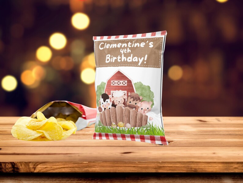 Editable Farm Birthday Chip Bag, Farm Animals Birthday, Chip Bag ...