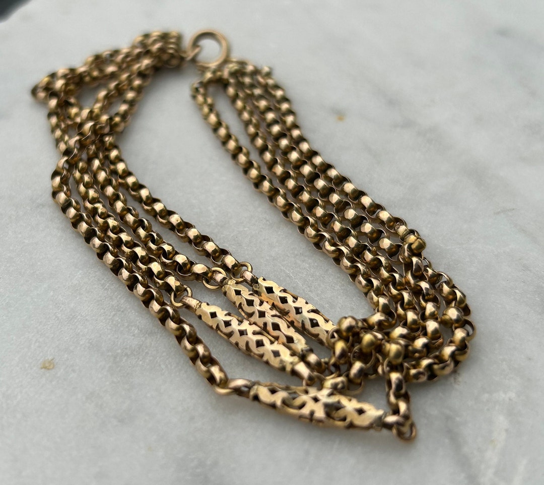 Antique Rolo Chain Fancy Bead 4 Strand Bracelet 9k Gold. - Etsy