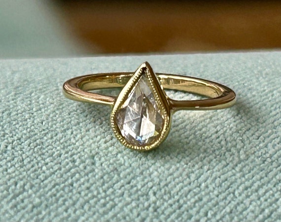 Antique Victorian Pear Rose Cut Diamond Ring, 1.2 car… - Gem