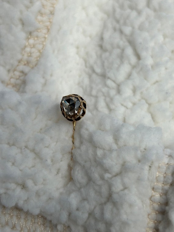 Antique Victorian Rose Cut Pear Diamond Stick Pin 10k… - Gem