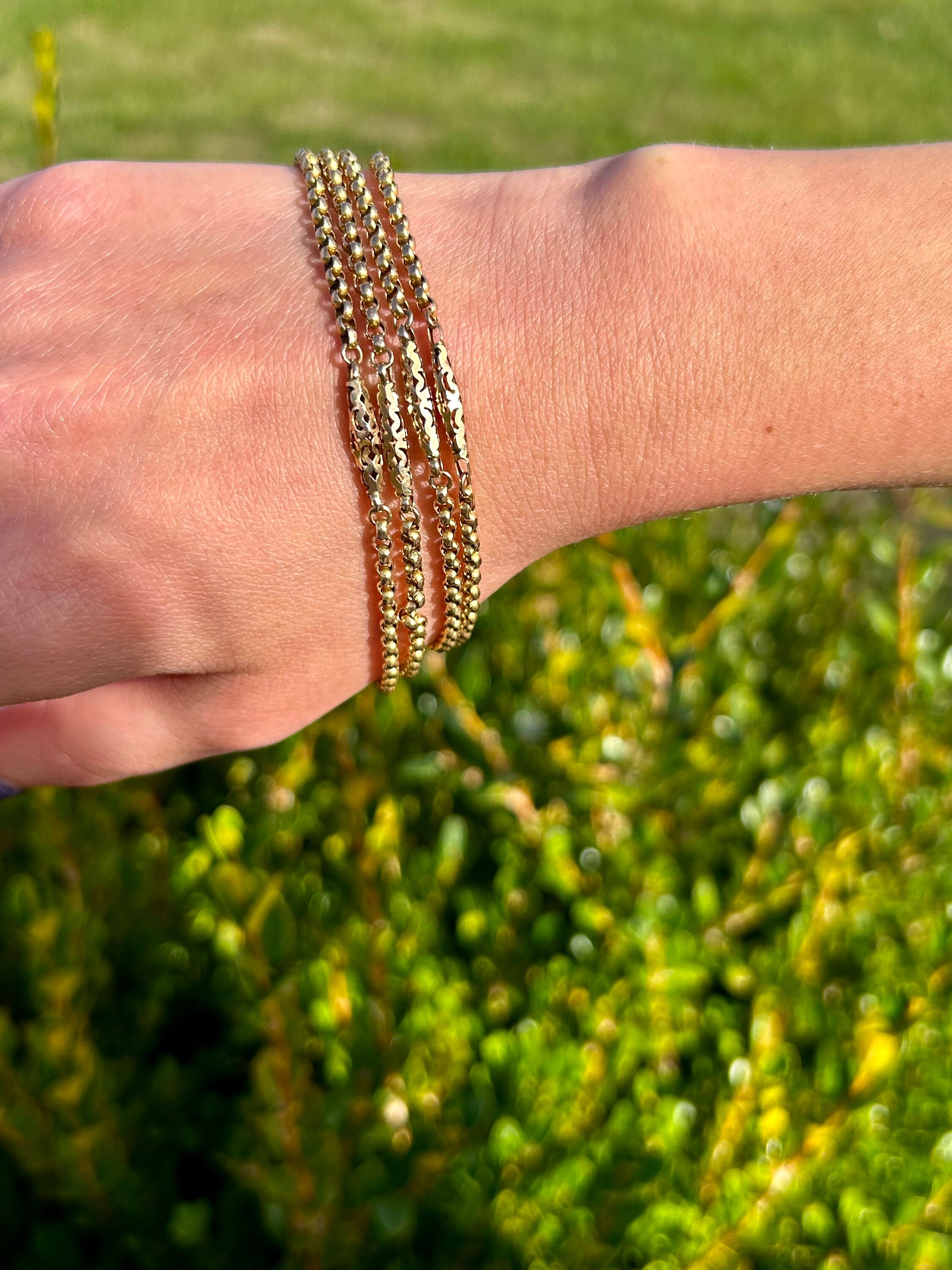 Antique Rolo Chain Fancy Bead 4 Strand Bracelet 9k Gold. - Etsy