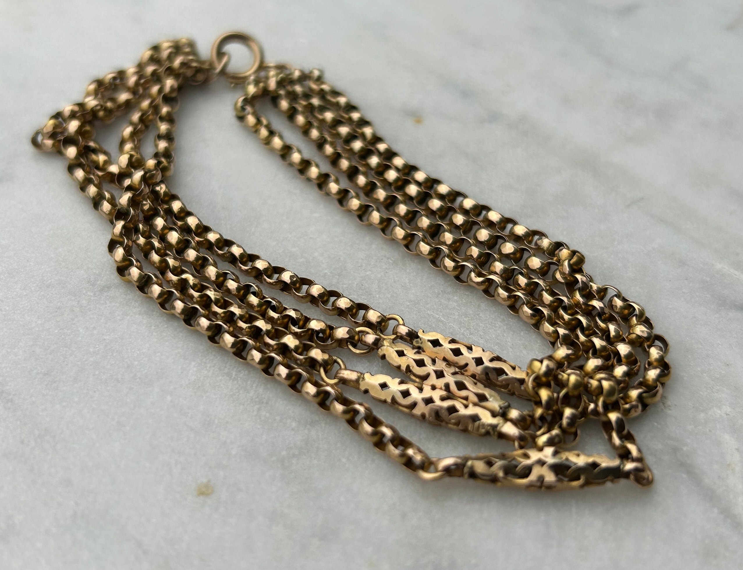 Antique Rolo Chain Fancy Bead 4 Strand Bracelet 9k Gold. - Etsy