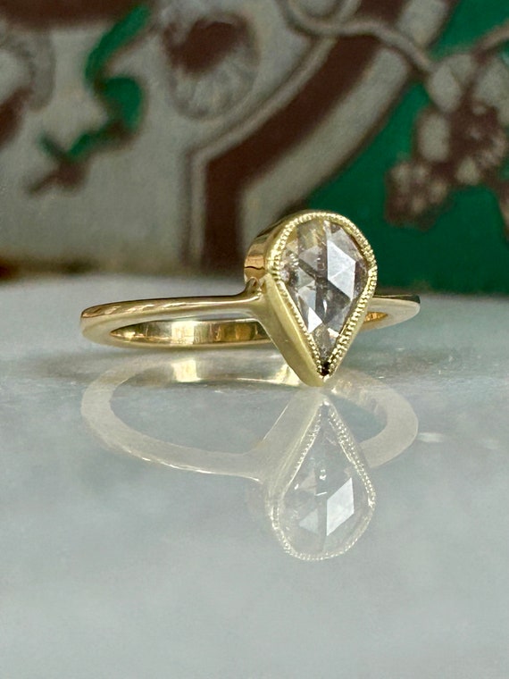 Antique Victorian Pear Rose Cut Diamond Ring, 1.2 car… - Gem
