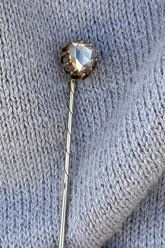 Antique Victorian Rose Cut Pear Diamond Stick Pin 10k… - Gem