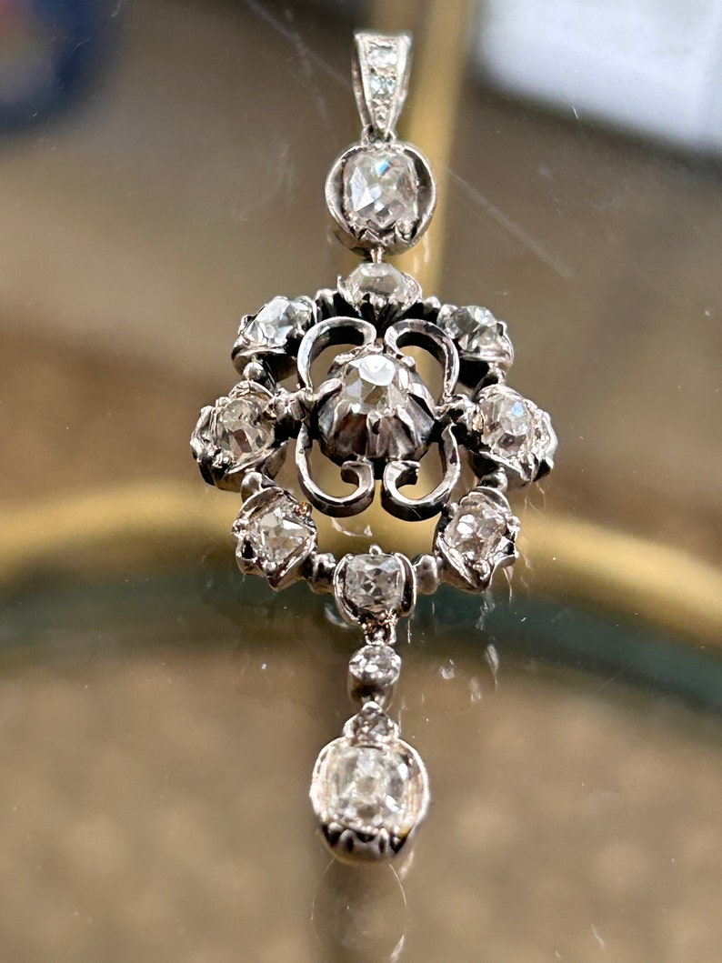 Georgian Diamond Pendant 2.5 to 3ctw Old Mine Cut Diamonds - Etsy