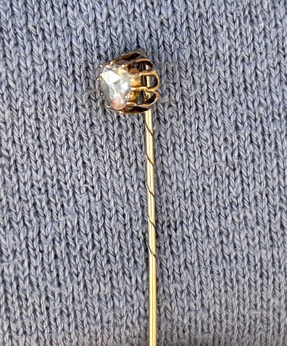 Antique Victorian Rose Cut Pear Diamond Stick Pin 10k… - Gem