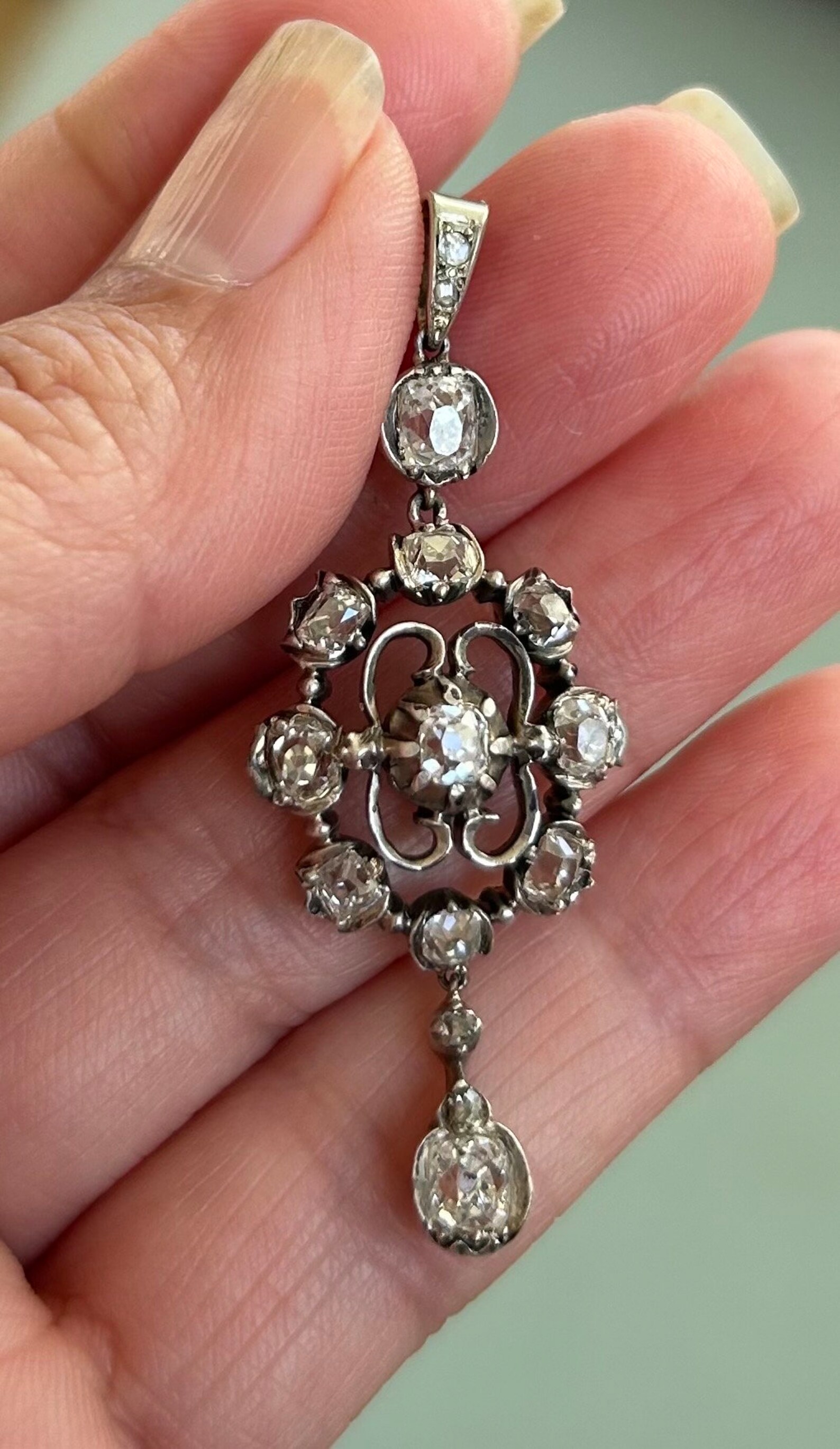 Georgian Diamond Pendant 2.5 to 3ctw Old Mine Cut Diamonds - Etsy
