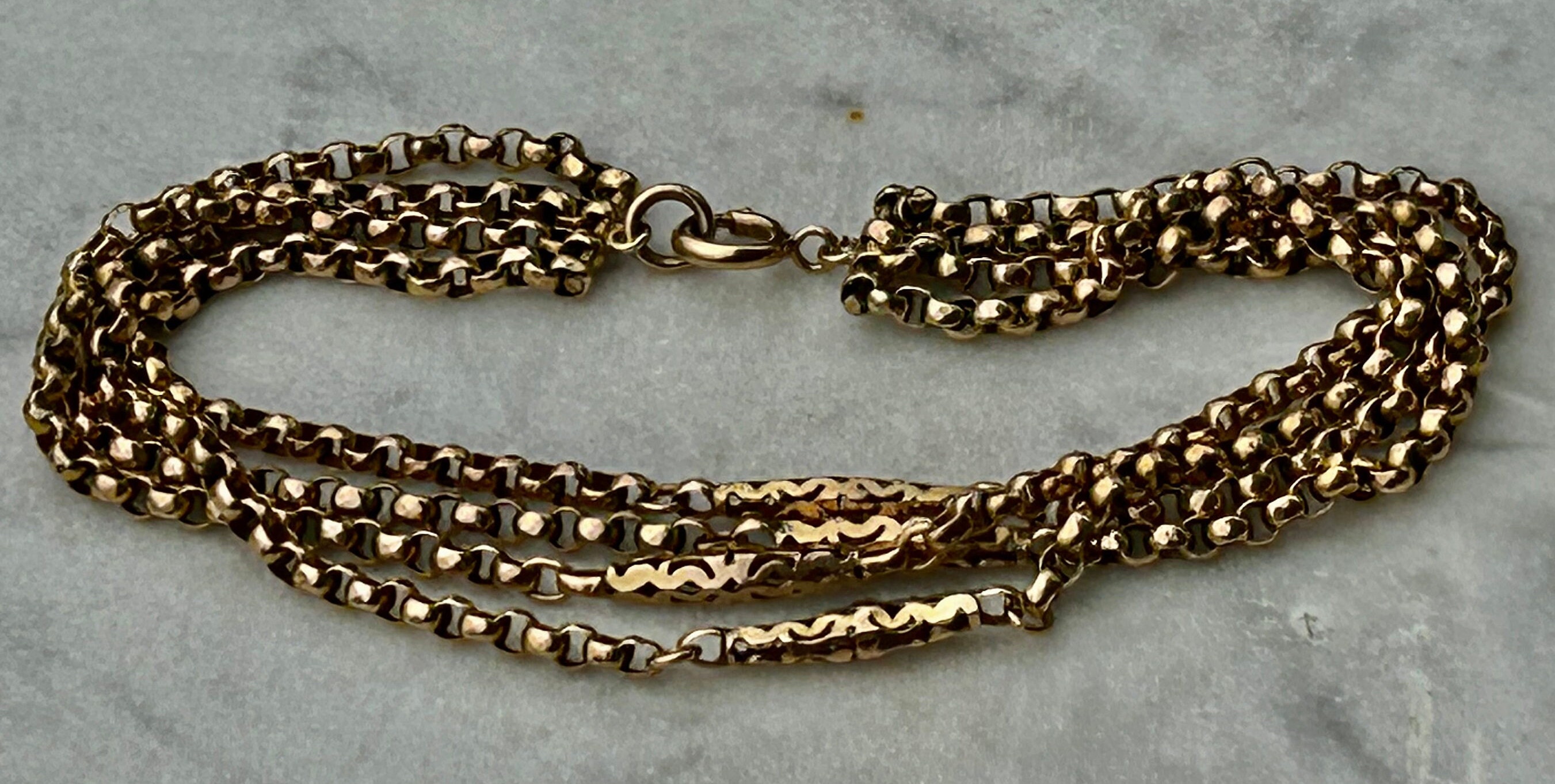 Antique Rolo Chain Fancy Bead 4 Strand Bracelet 9k Gold. - Etsy