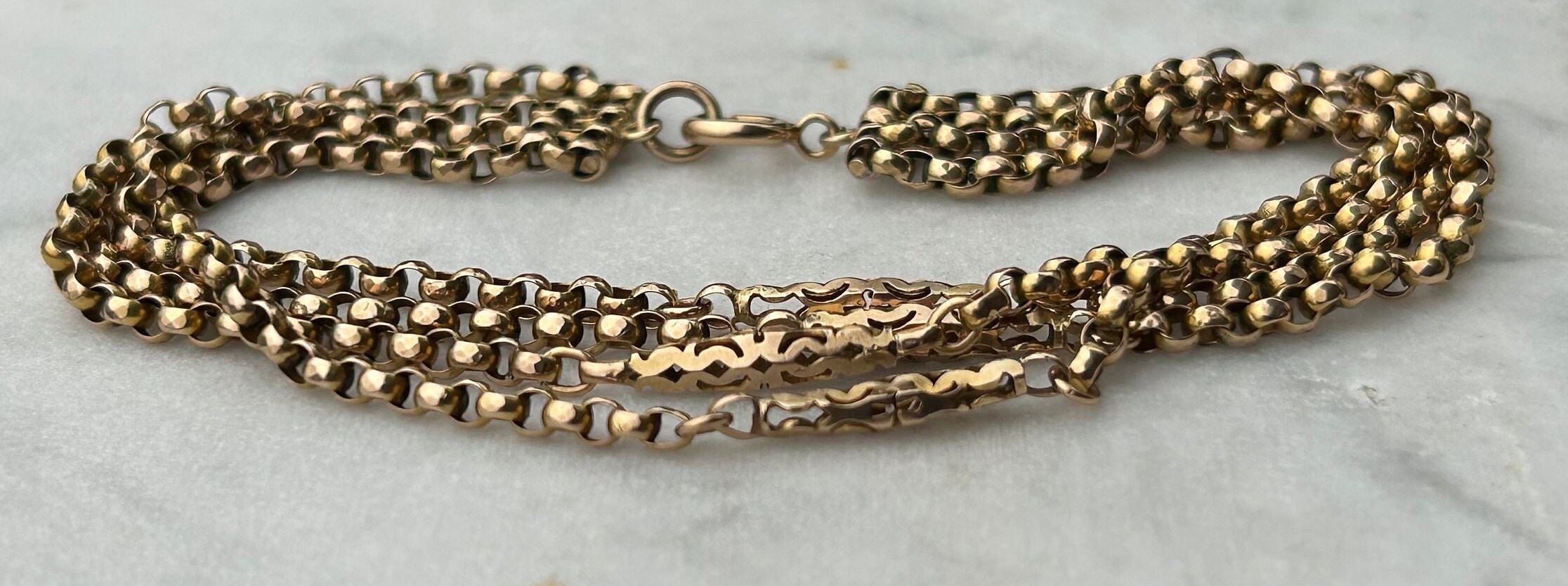 Antique Rolo Chain Fancy Bead 4 Strand Bracelet 9k Gold. - Etsy