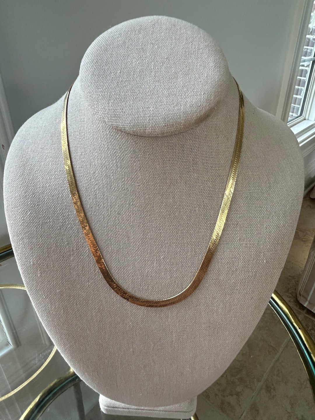14k Gold 5mm Herringbone 18 Inch Chain Necklace - Etsy