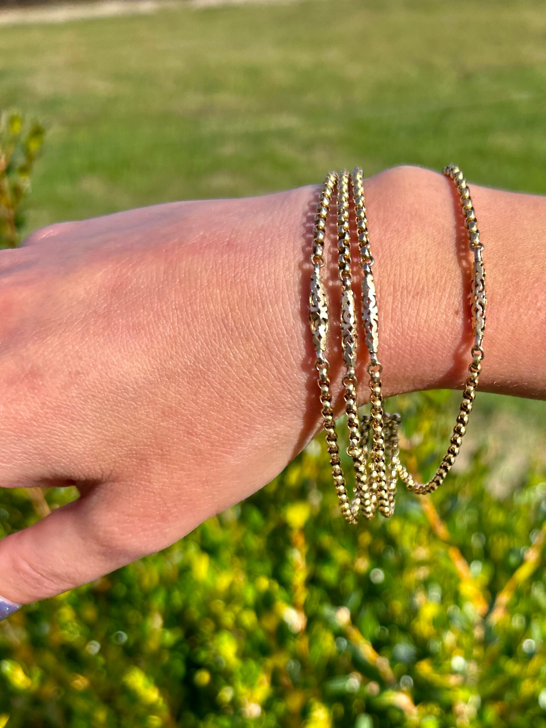 Antique Rolo Chain Fancy Bead 4 Strand Bracelet 9k Gold. - Etsy