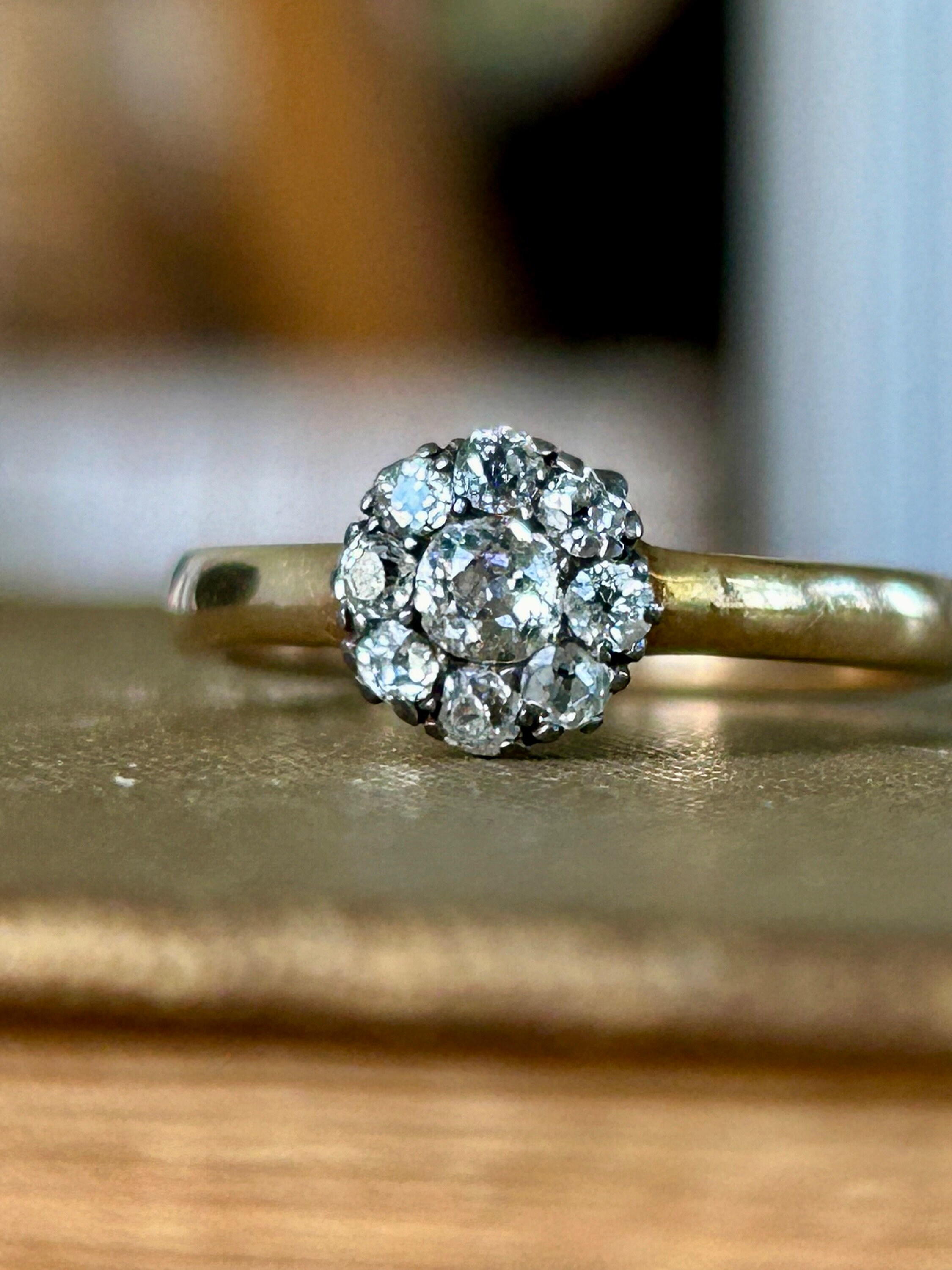 Antique Old Mine Cut Diamond Cluster Ring. Approx .65 Total Diamond ...