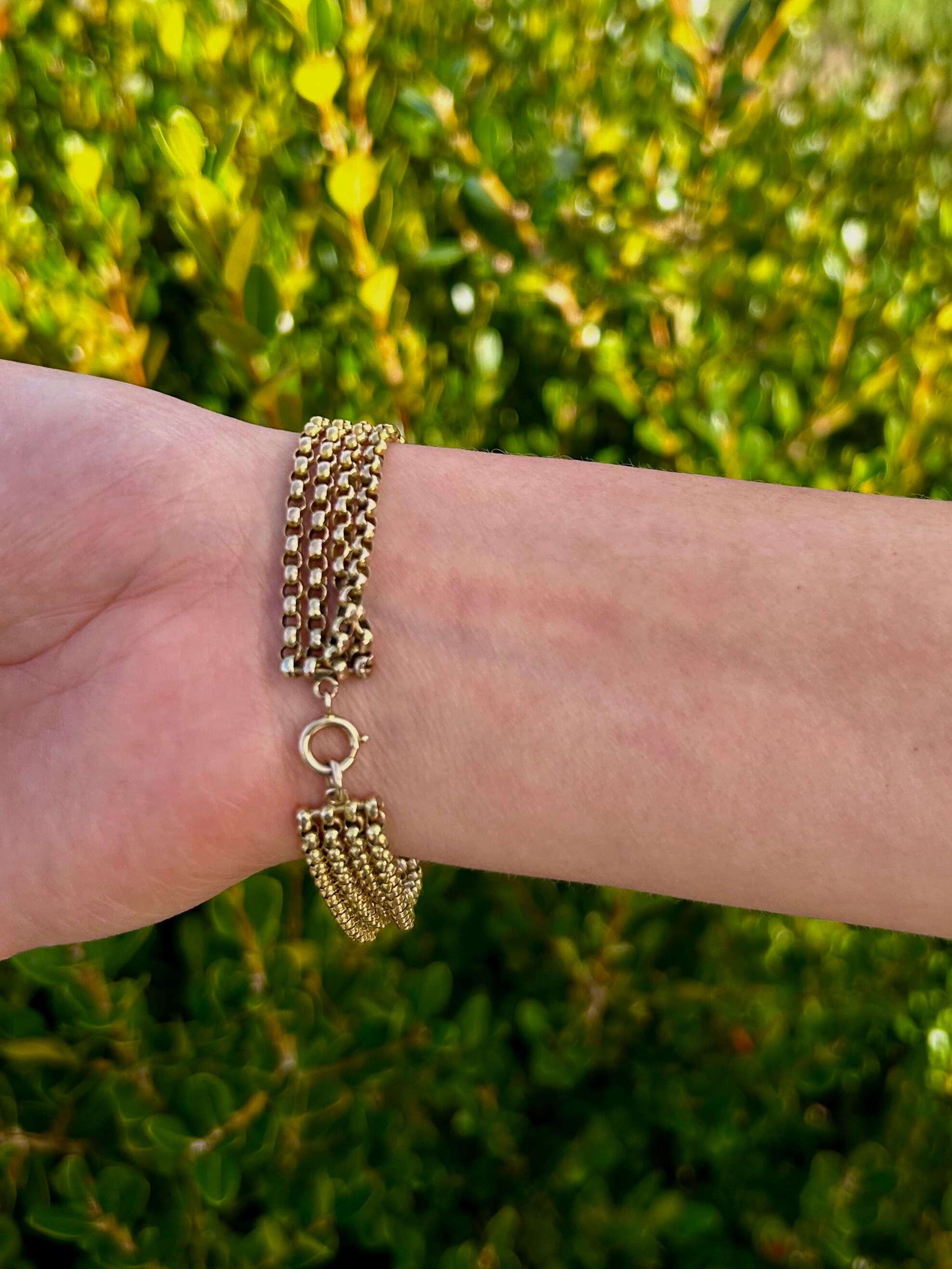 Antique Rolo Chain Fancy Bead 4 Strand Bracelet 9k Gold. - Etsy