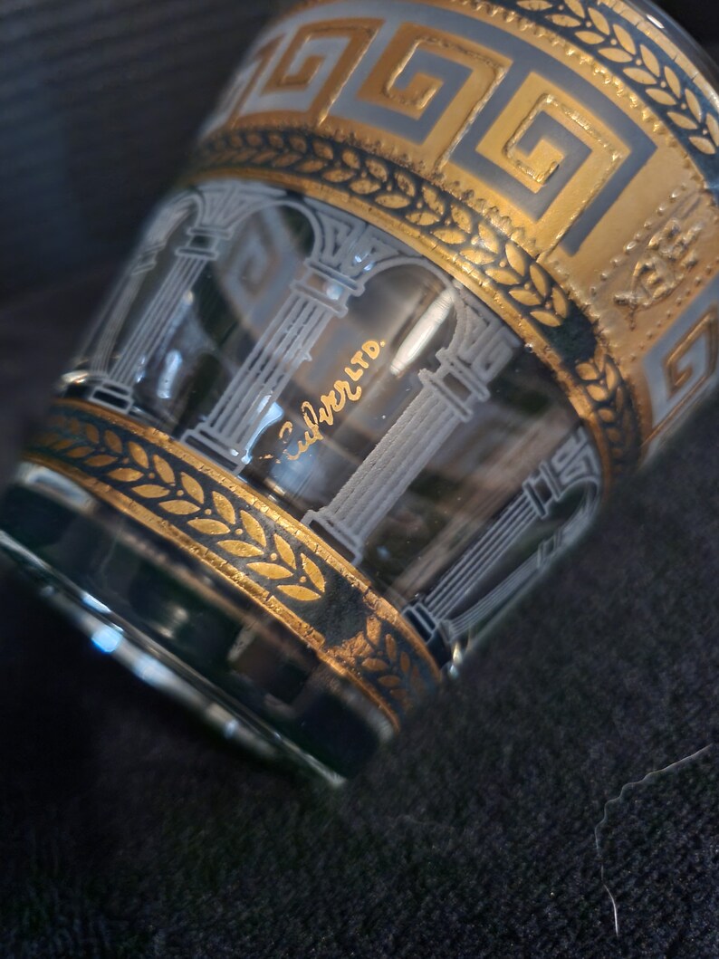Vintage Signed Culver Greek Key Pattern Cocktail Glasses Set of 6 - Etsy