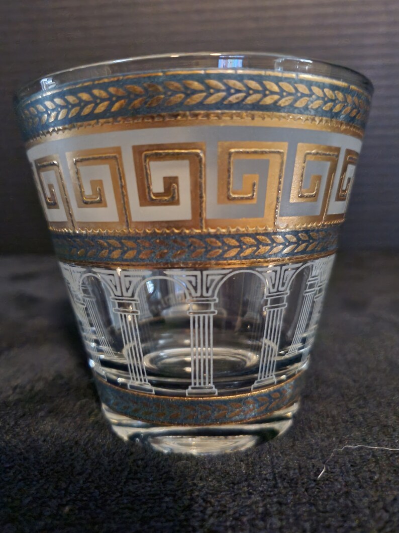 Vintage Signed Culver Greek Key Pattern Cocktail Glasses Set of 6 - Etsy