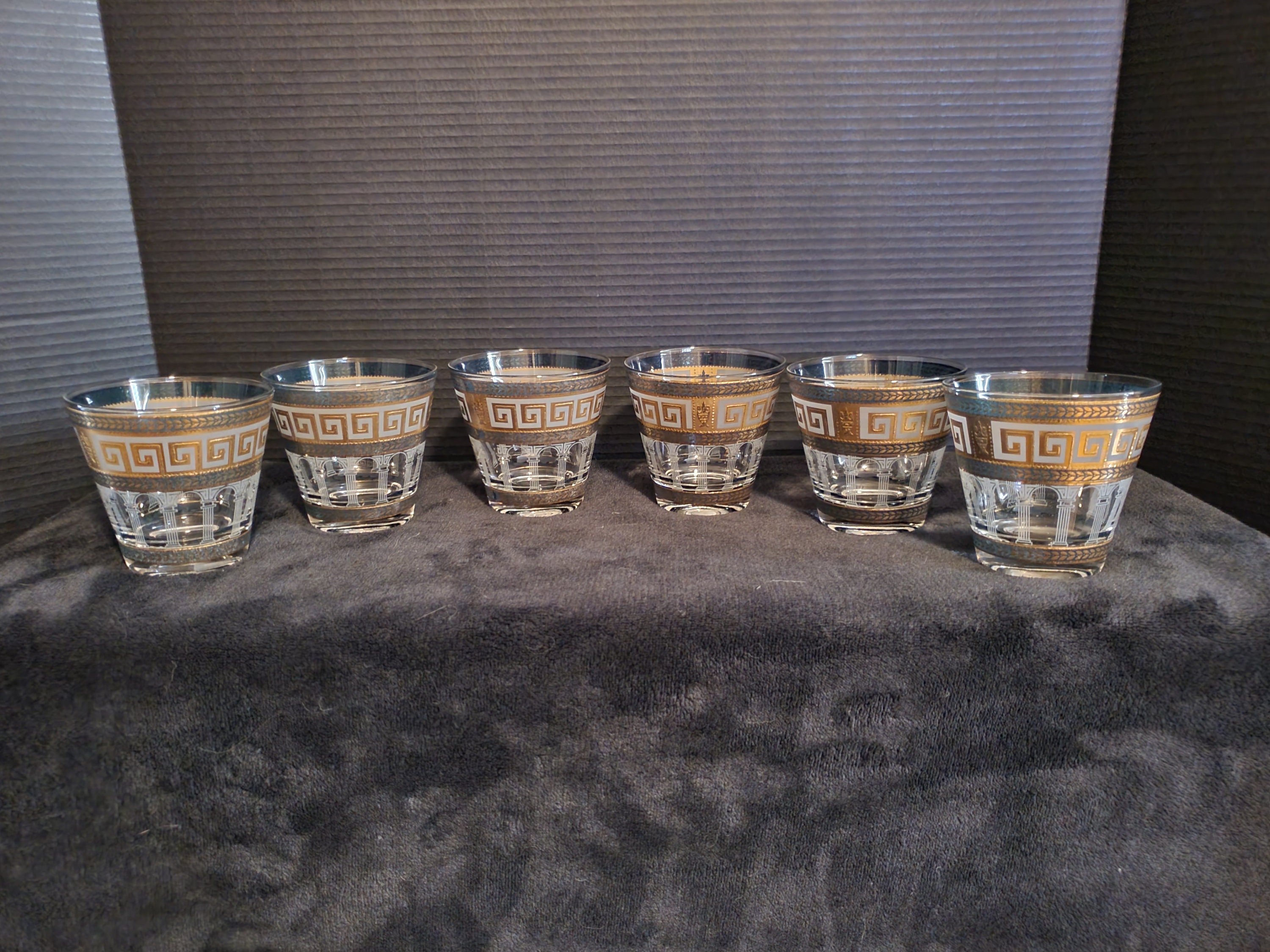 Vintage Signed Culver Greek Key Pattern Cocktail Glasses Set of 6 - Etsy