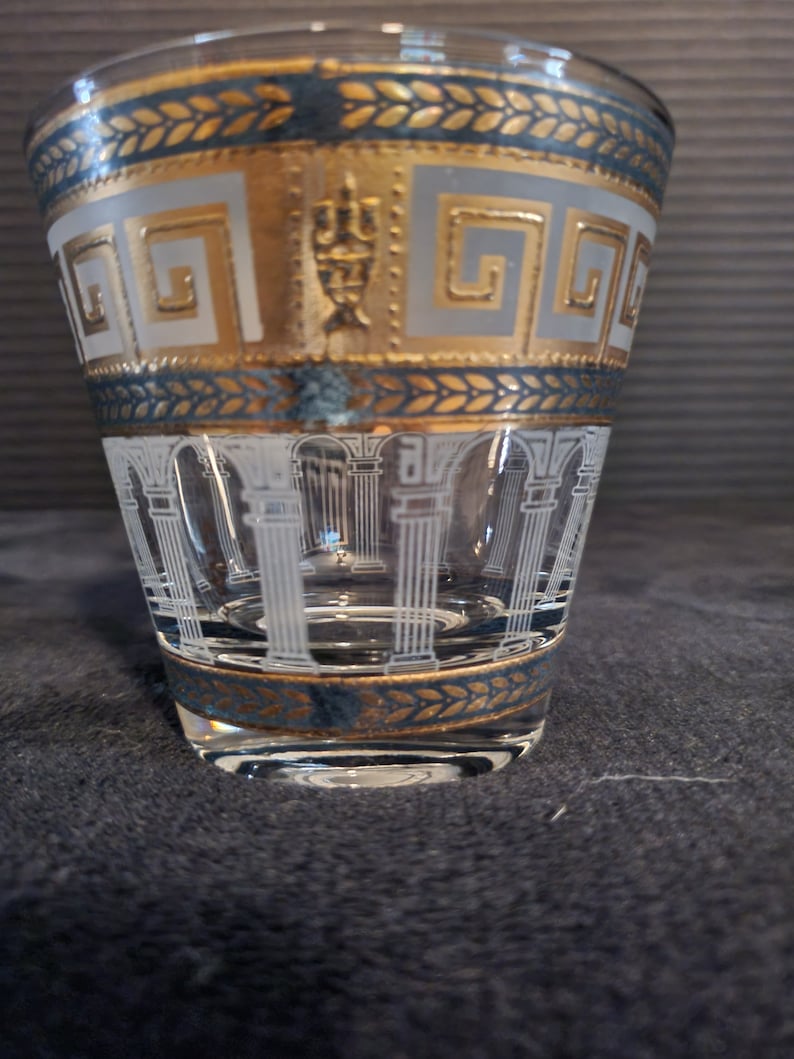 Vintage Signed Culver Greek Key Pattern Cocktail Glasses Set of 6 - Etsy