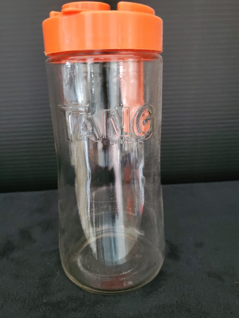 Vintage TANG Glass Pitcher With Orange Plastic Lid and Handle - Etsy
