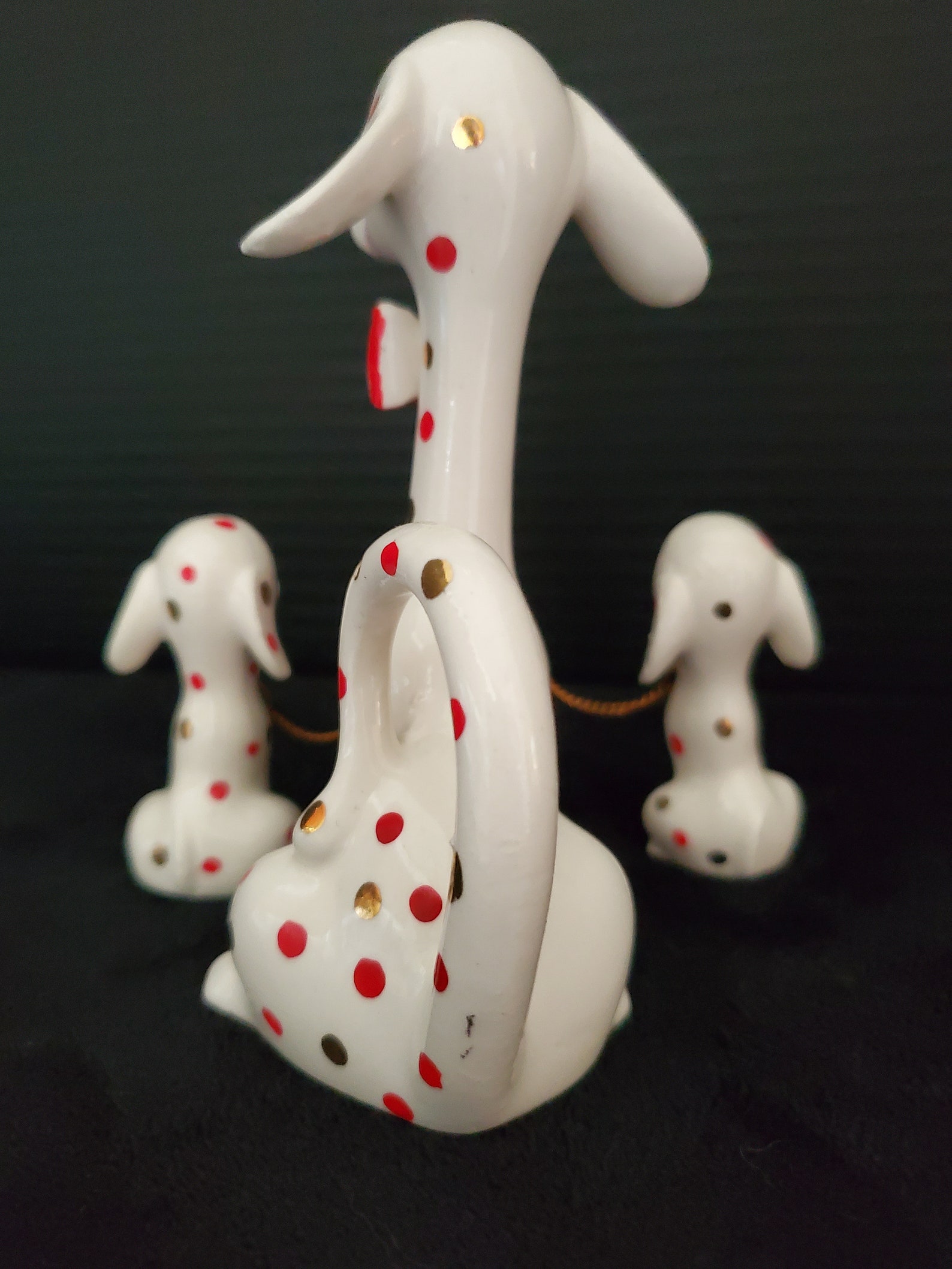 Vintage Polka-dot Figurine of 3 Dogs, Adult and 2 Puppies - Etsy