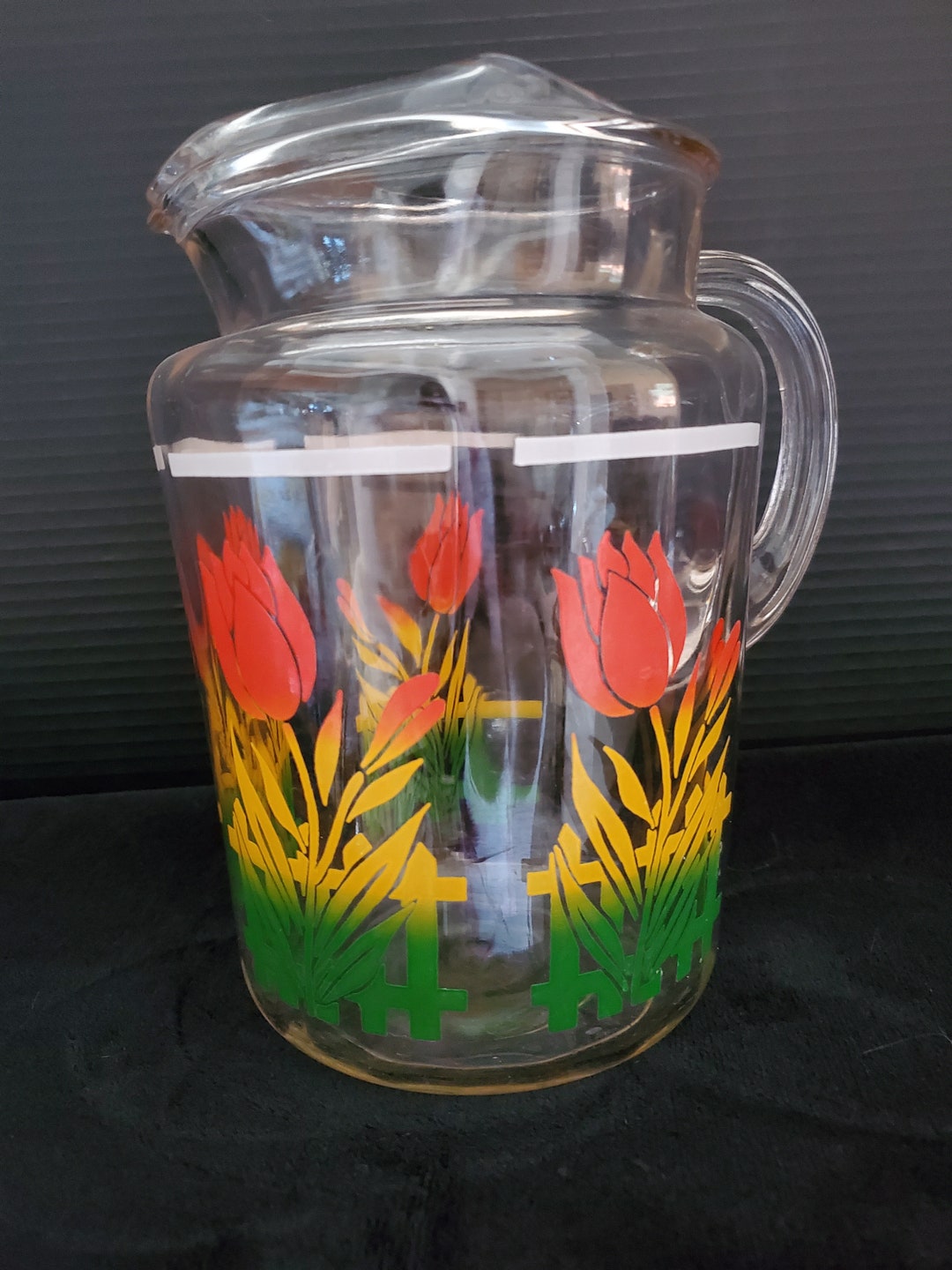 Vintage Anchor Hocking Glass Tulip Pitcher - Etsy