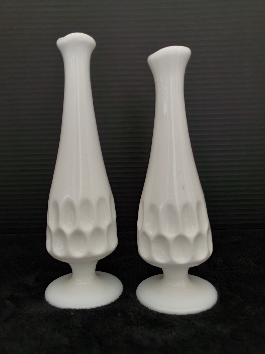 Vintage Milk Glass Thumbprint Bud Vase Set of 2 - Etsy