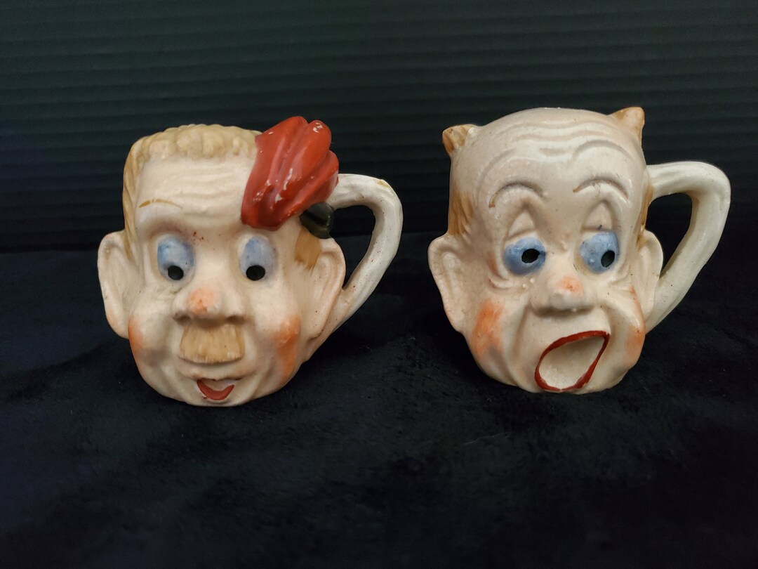Vintage Man Head Salt and Pepper Shakers - Etsy