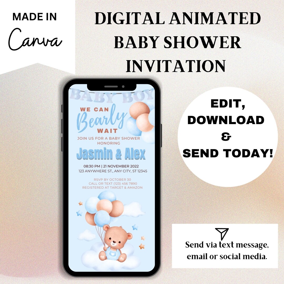 Electronic Baby Shower Invitation Animated Digital Baby - Etsy