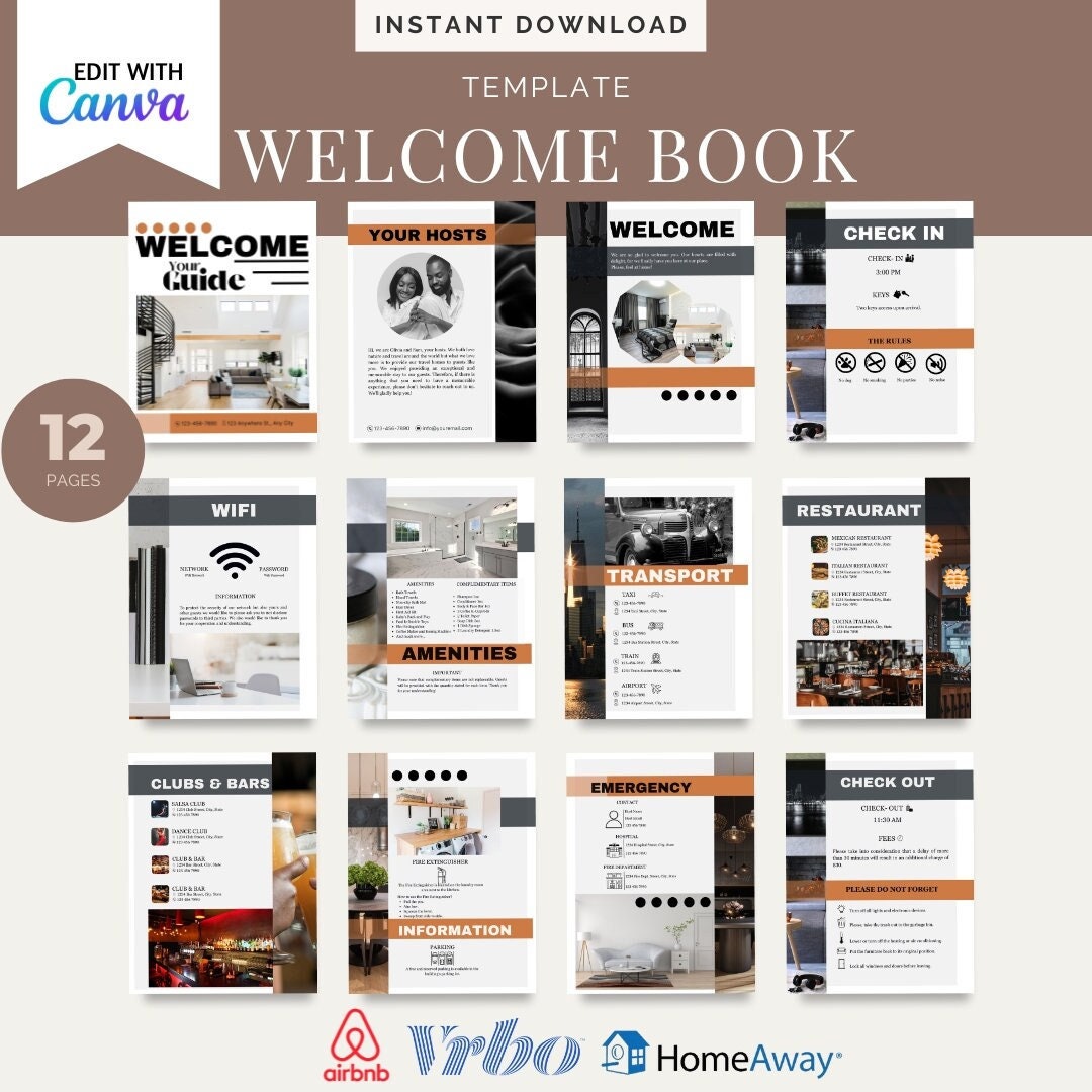 Airbnb/vrbo Welcome Book Template, House Manual Guide for Short-term ...