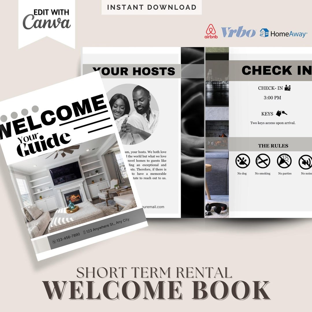 Airbnb Welcome Book Template | Short-term Rental Guidebook | Canva ...